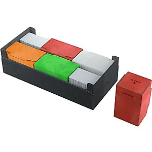 Dungeon 1100+ Convertible Deck and Game Accessories Box | Double-Sleeved Card Storage & Protector | Nexofyber Surface | Holds up to 1,000 Cards | Black Color | Made by Gamegenic