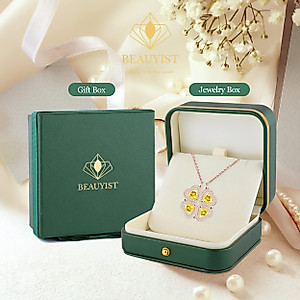 Beauyist 2 IN 1 Lucky Four Leaf Clover Necklaces for Women
