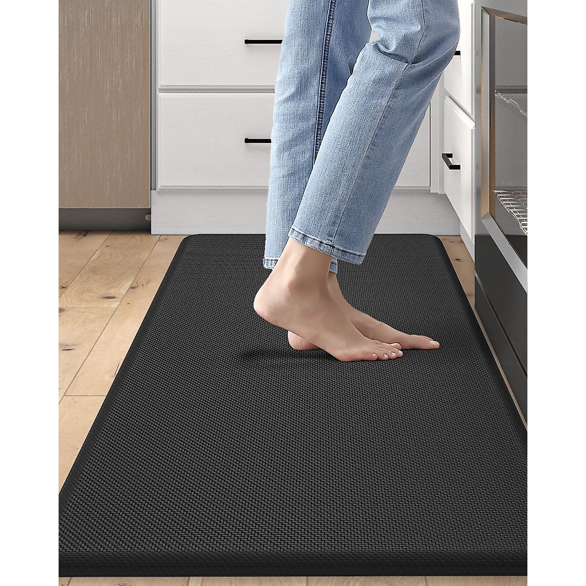 DEXI Kitchen Mat Cushioned Anti Fatigue, Non Slip Waterproof Comfort Standing Floor Rug for Kitchen, Office, Sink, Laundry, 39x20, Black