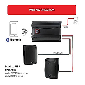 Dual Electronics LU53PB 5.25" 3-Way High Performance Outdoor Indoor Speakers with Powerful Bass | Effortless Mounting Swivel Brackets | All Weather Resistance | Expansive Stereo Sound Coverage | Sold in Pairs, Black