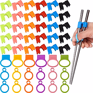 36 Pieces Chopstick Helper Training Kit Chopsticks Learning Ring Buckle Chopsticks Connector Reusable Plastic Training Chopstick Helper for Many Age Beginner Trainer or Learner