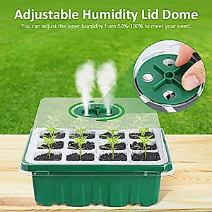 Rarello 5 Packs Seed Starter Tray Seed Starter Kit,60 Cells Reusable Seedling Starter Trays With Flexible Silicone Bottoms And Humidity Domes,Indoor Greenhouse Garden Propagation Set for Seed Starting