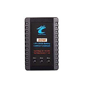 OL-3 Airsoft Lipo Charger, 2 -3 Cells 20W Li-Po Charger for Airsoft & RC Car 7.4V / 11.1V Battery Packs with 1.6A Output, 2S to 3S XH Connector