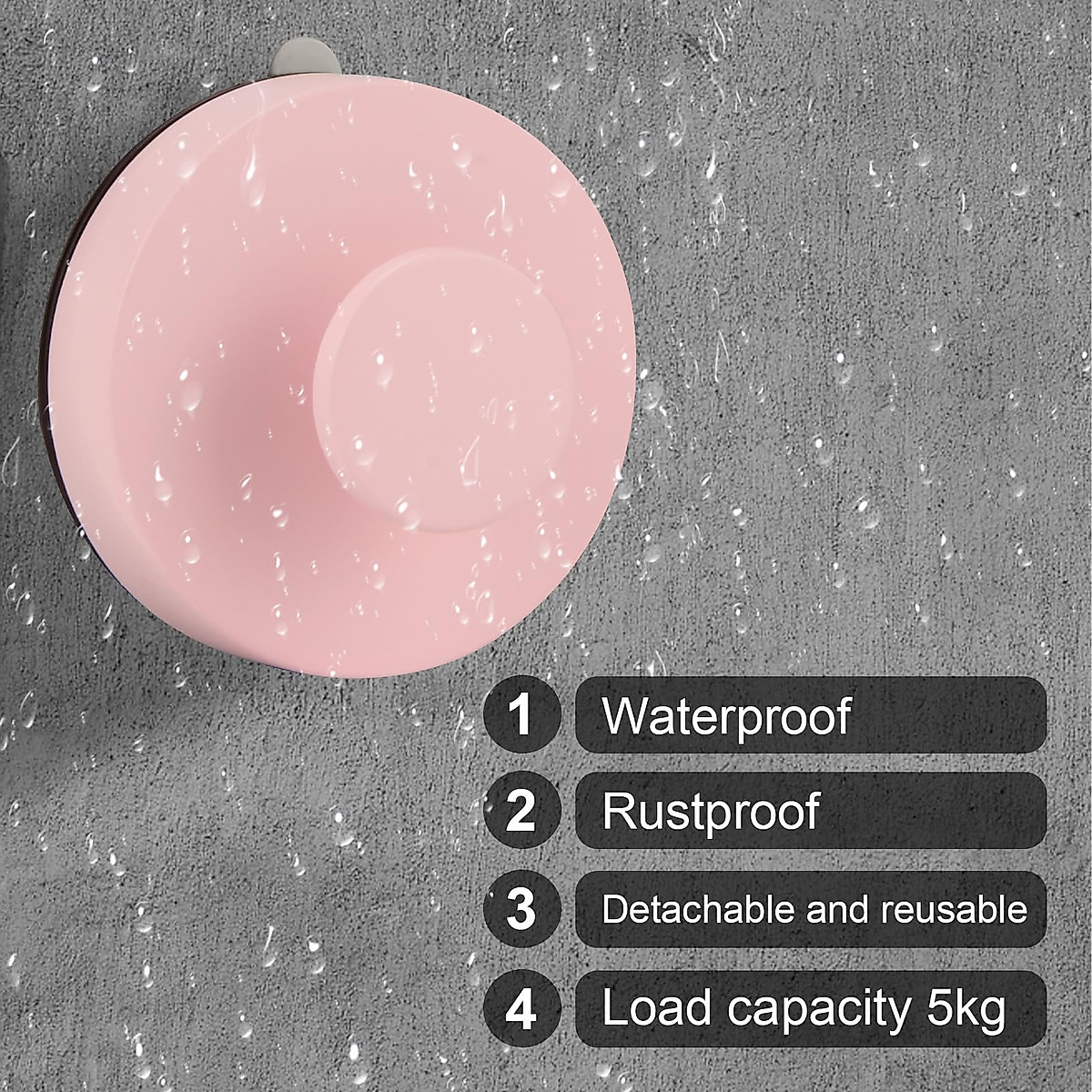 IURRDOP Suction Cup Hooks for Shower,2 Pcs Removable Shower Hooks for Loofah,Waterproof Shower Suction Hooks for Inside Shower,Pink Suction Towel Hooks for Shower Wall,Bathroom,Kitchen,Glass Door