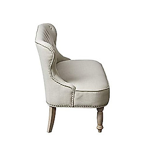 Madison Park Stanford Accent Loveseat - Solid Wood, All Foam Two Seat Settee - Tan Mid-Century Style Two Seat Sofa - 1 Piece Retro Accent Love Seat for Living Room, See Below