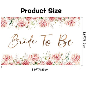 Vlipoeasn Bride to Be Banner Backdrop, Flower Bachelorette Party Decorations, Rose Gold Bride to Be Sign for Bridal Shower Decorations, Bridal Shower Party Supplies