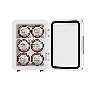CURTIS MIS135DRP DR. Pepper Mini Portable Compact Personal Fridge Cooler, 4 Liter Capacity, 6 Cans, Makeup, Skincare, Freon-Free & Eco Friendly, Maroon