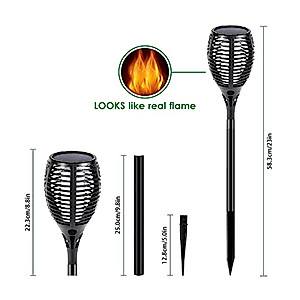 QINOL 4-Pack Solar Lights Outdoor (Higher & Larger Size) Solar Torches with Flickering Flame Waterproof Landscape Solar Torch Lights for Pathway Garden Yard- Dusk to Dawn Auto On/Off