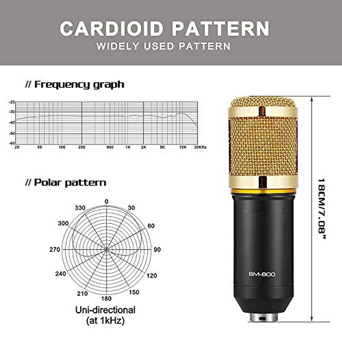 n/a Professional Condenser Microphone Microphone for Computer+Shock Mount+Foam Cap+Cable As Microphone