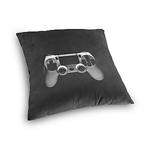 Oyihfvs Video Game Joystick Gamepad in Grey Isolated on Black Square Pillowcase Cushion Cover, Soft Breathable Bed Pillow Case Cover for Couch Home Sofa Bedroom Office Car Decor 20x20 inches