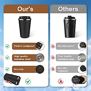 JTRYEMU Insulated Coffee Mug 12 oz Travel Coffee Mug with Lid Pill Proof, Stainless Steel Vacuum Thermal Thermos to GO Leakproof, Reusable Coffee Tumbler Cup for Men and Women Hot & Iced Drinks