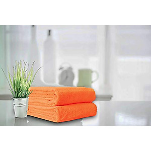 Belizzi Home 8 Piece Towel Set 100% Ring Spun Cotton, 2 Bath Towels 27x54, 2 Hand Towels 16x28 and 4 Washcloths 13x13 - Ultra Soft Highly Absorbent Machine Washable Hotel Spa Quality - Orange