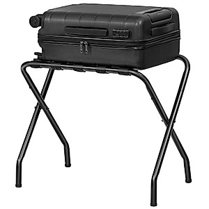 HOOBRO Luggage Rack, Pack of 2, Metal Foldable Suitcase Stand for Guest Room, Holds up to 100 lb, 27 x 15.3 x 22 Inches, Steel Frame, Nylon Straps, Hotel, Bedroom, Closet, Black BK02XLP201