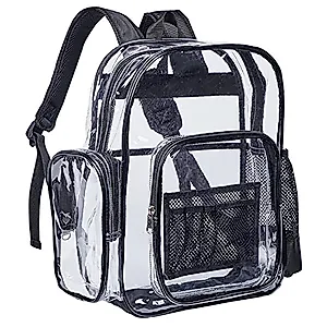 COVAX Clear Backpack, Transparent PVC School Clear Backpack, Clear Bookbags Daypacks for Work, Security, Sporting Events