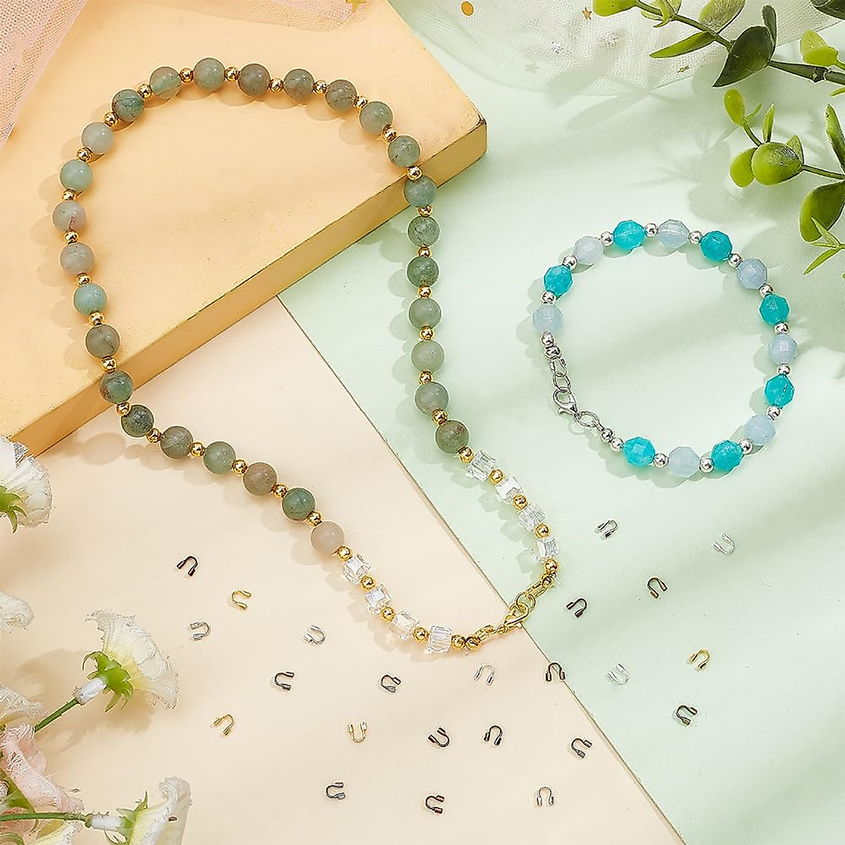 PandaHall Elite 540 Pcs 6 Colors Brass Wire Guardian Wire Cable Protector U Shape Wire Guard Loops for Earring Bracelet Jewelry Making