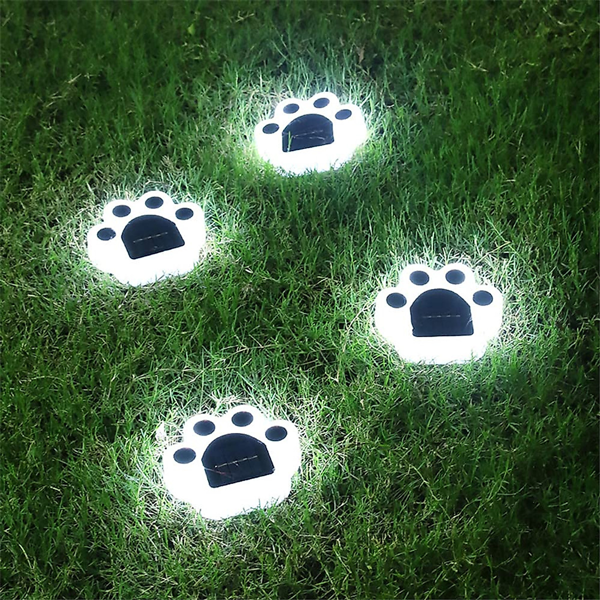 ZHUANYIYI 4 Pieces, Outdoor Solar Lights, Creative Bear Paws Inserted Lawn Landscape Lights, Home Garden Pavement Decorative Street Lights, Courtyard Waterproof Wall Lights