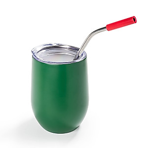 MMORP-GEAR Stainless Steel Straws with Silicone Tips - Reusable Straw Set with 4 Straight Metal Straws, 4 Long Bendy Drinking Straws, 8 Colored Tips, 2 Pieces Straw Cleaner Brush & 1 Travel Pouch