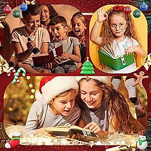 30 Pcs Christmas Magnetic Bookmarks Bulk Vintage Holiday Christmas Character Bookmark Xmas Winter Magnet Page Clip with Santa Snowman Reindeer Tree Pattern for Kids Student Christmas Favor Present