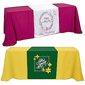 Custom Table Runner 36"x72"with Business Logo or Your Text Personalized Tablecloth Runners Customize with Logo for Birthday Wedding Anniversary Tradeshow Events