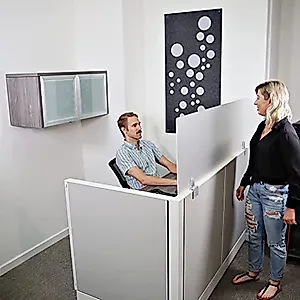 Obex 18" Frosted Acrylic Cubicle Mounted Privacy Panel with Large Brackets, Aluminum Frame, 18" x 60"