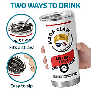 MAGA Claw Trump Hair All Aboard Trump Train - US Election 20oz & 30oz Stainless Steel Tumbler with Reusable Straw, Trump Supporters Gift for Men and Women (20oz)