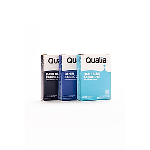 Qualia All Purpose Powder Fabric Dye, Easy to Use Dye for Natural Fabrics: Cotton, Wool, Silk, Wood, & Linen, Ultra Concentrated Colors, Dark Blue, 3 Pack