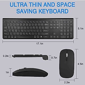 UrbanX Plug and Play Compact Rechargeable Wireless Bluetooth Full Size Keyboard and Mouse Combo for Microsoft Surface Duo 2 supports Windows, macOS, iPadOS, Android, PC, Mac, Laptop, Tablet -Black