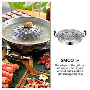 RSBFER Korean BBQ Grill Pan, Aluminum Stovetop Round Barbecue Grill Plate, Basket Steamer Cookware Kitchen Cooking Tools,35cm