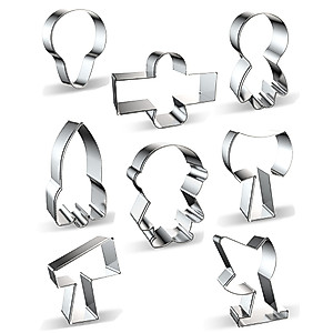 Space Alien Series Cookie Cutter Set of 8 pcs, Stainless Steel UFO Fondant Cutters Set Pastry Biscuit Baking Clay DIY Molds for Kids