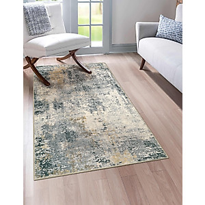 Morebes Modern Grey Area Rug Entryway Rug: 3x5 Rug Non Slip Abstract Soft Fluffy Pile Washable Carpet with Low Shaggy for Bedroom Dining Room Home Office Decor Under Kitchen Table