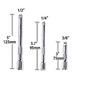 PANMAX 6 Pieces Extension Bar Set, 1/4", 3/8" and 1/2" Drive Socket Extension Sliding Bar T-handle Wrench, Premium Chrome Vanadium Steel with Electroplating treatment For Ratchet Driver & Car Repair