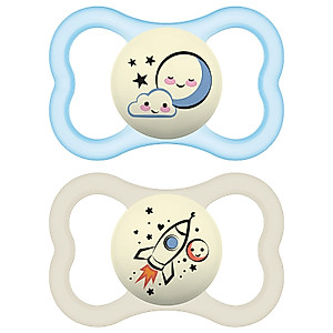 MAM Supreme Night Baby Pacifier, for Sensitive Skin, Patented Nipple, 2 Pack, 16+ Months, Unisex,2 Count (Pack of 1)