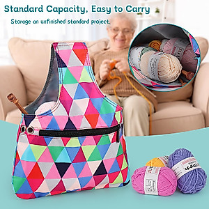 Katech Knitting Tote Bag Lightweight Travel Knitting Yarn Storage Bag Organizer Empty Portable Knit Wrist Bag for Holding Yarn, Crochet Hooks, Crochet Needles, Knitting and Crochet Supplies