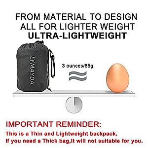 LYMAYDA 20L Ultra Lightweight Thin Backpack Only 3 Ounces Water Resistant Packable Foldable Small Pack Outdoor Travel Hiking Daypacks (Grey)
