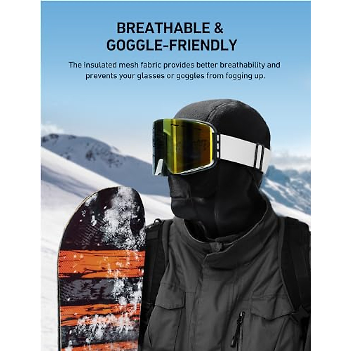 AstroAI Balaclava Ski Mask Winter Fleece Thermal Face Mask Cover for Men Women Warmer Windproof Breathable, Cold Weather Gear for Skiing, Outdoor Work, Riding Motorcycle & Snowboarding, Black-L