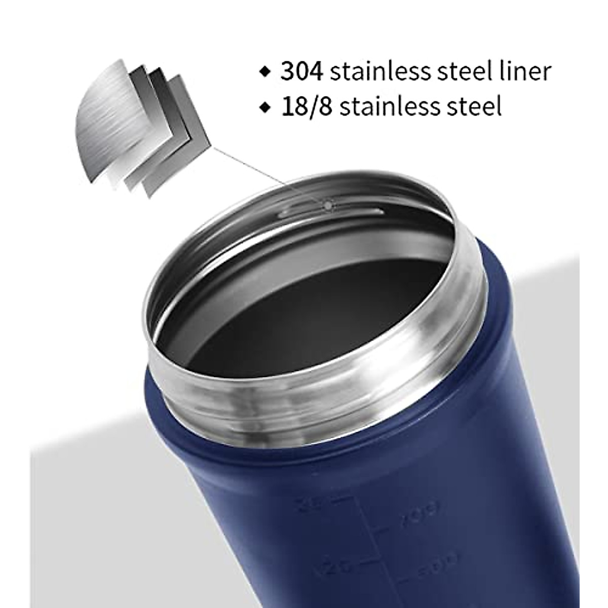 ComfyoneCHP Detachable Bottom Stainless Steel Water Bottle Cup Protein Mixing Shaker Tumbler Removal Ball and Bottom Easy Clean Leak-Proof Blender Cup 28oz (800ml) for Gym (Navy Blue)