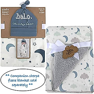 Baby Cotton Swaddle Blanket Wrap with Headband or Hat Set for Baby Girls, Boys Newborns and Infants 0-6 Months (Starry)