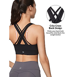 Yvette Zip Front Close Sports Bra - High Impact Full Support for Large Bust,Sewn in Pads,Wireless and Supportive, Black,M+