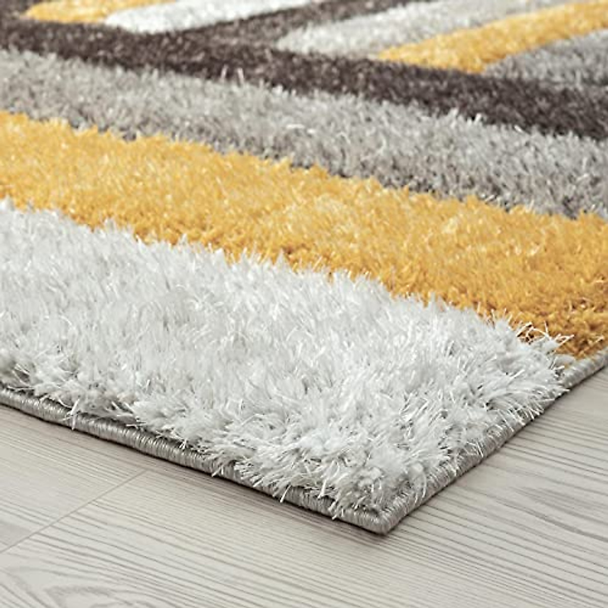 LUXE WEAVERS Lantanas Yellow 8x10 Shag Geometric Area Rug, Modern, Stain Resistant, Plush Indoor Rugs