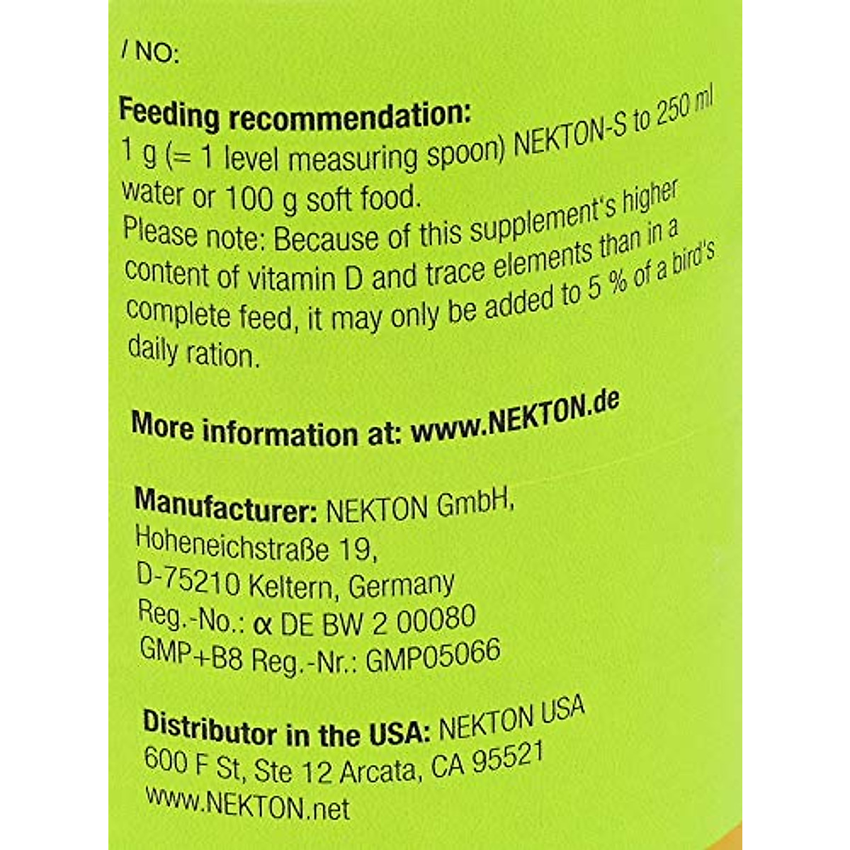 Nekton-S Multi-Vitamin for Birds, 150gm