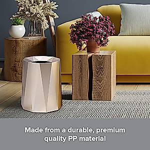 Luxurious Nordic Trash Can - Open Top Geometric Garbage Can - Double Barrel Trash Bin - Waste Basket w/Removable Plastic Bin - Living Room, Bedroom, Bathroom Trash Can - 8L/2.1Gal Garbage Bin, Gold