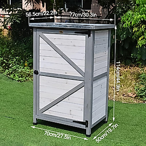 Garden Storage Cabinet Outdoor Storage Cabinet with Lockable Doors Utility Tools Organizer Racks Shelves for Backyard, Lawn(Blue)