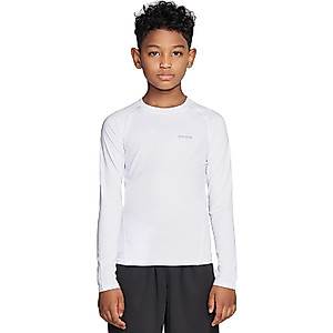 TSLA Kid's & Boy's Cool Dry Long Sleeve Compression Shirts, Athletic Workout Shirt, Sports Base Layer T-Shirt, 2pack Off White/Off White, 20