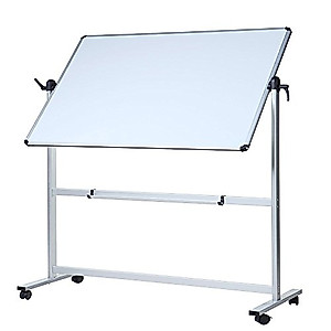 VIZ-PRO Double-Sided Magnetic Mobile Whiteboard, 48 x 36 Inches, Aluminium Frame and Stand