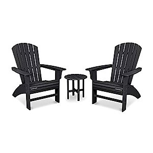 Trex Outdoor Furniture Yacht Club 3-Piece Curveback Adirondack Chair Set with Side Table