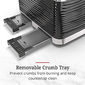 Russell Hobbs TR9450BR Coventry 4-Slice Toaster, Black, Included Warming Rack