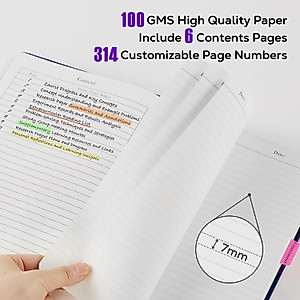 FOCUS DAY Lined Journal Notebook, 320 Pages Leather Hardcover Thick A5 College Ruled Thick Classic with Pen Loop, for Writing Women Men Office Work, 5.7'' X 8.4'', Pearlescent Purple