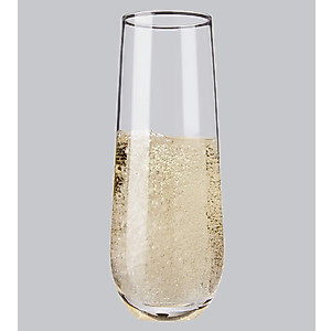 Kitchen Lux 10oz Stemless Champagne Flutes- Set of 12 Champagne Glasses – Elegant Highball Tumblers - Premium Clear Glass, Wine, Shots, Cocktails, Champagne, Mimosa for Parties – Dishwasher Safe