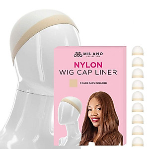 MILANO COLLECTION Wig Caps for Women | Premium Breathable, Stretchable, Nylon Bald Wig Cap Liner Stocking for Wigs and Lace Front Wigs, Hair Cap, Nude, 1 Pack of 9 Caps, 9 Count