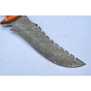 Sharp Forest Knives Handmade Damascus Steel 12 Inches Full Tang Hunting Knife BK-3054 - Beautiful Olive Wood & Resin Handle